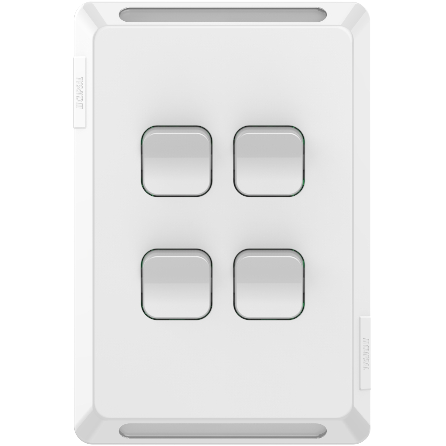Flush Switch, Pro Series, Vertical Mount, 4 Gang, 1-Way/2-Way, 230/240V ...